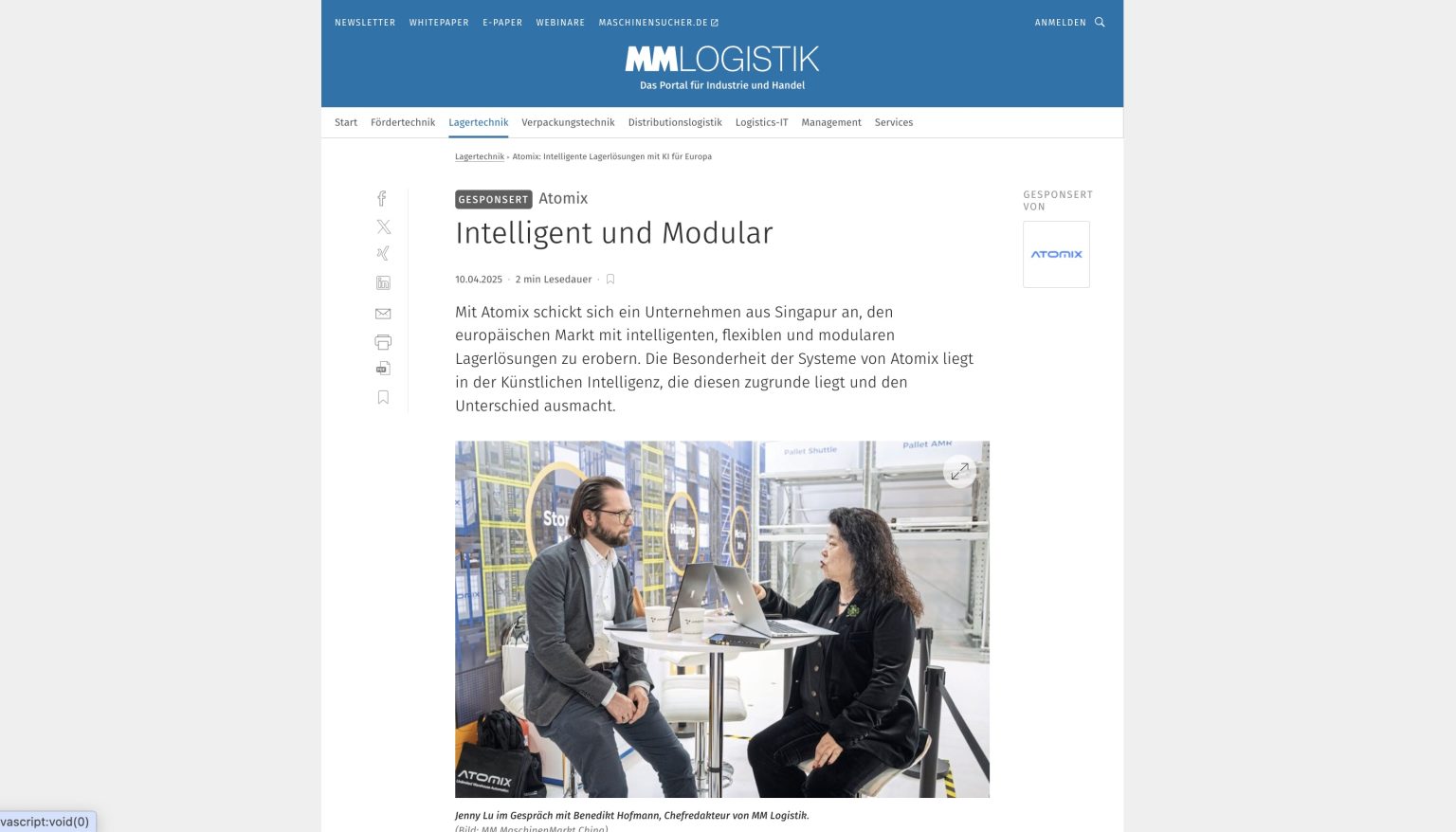 Atomix Featured in MM Logistik Interview – ATOMIX